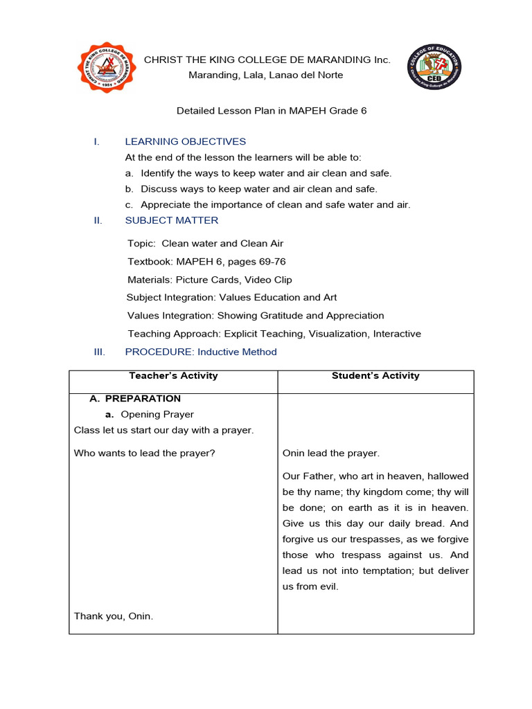 Grade 6 MAPEH: Clean Water & Air | PDF | Air Pollution | Water
