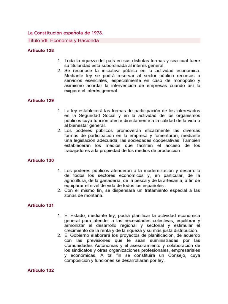 CE TITULO VII-E Economia y Hacienda | PDF | Gobierno | Gobernancia