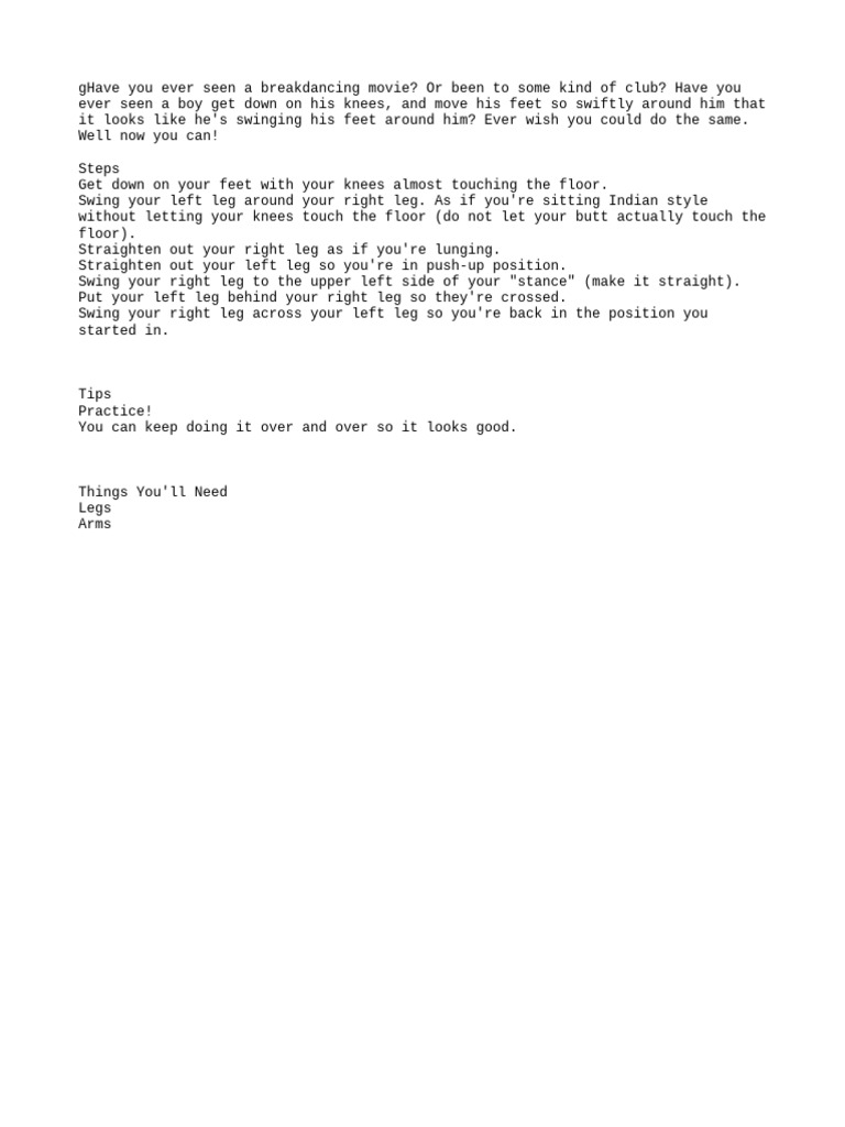 How To Do A 6 Step Breakdance | PDF | Language Arts & Discipline