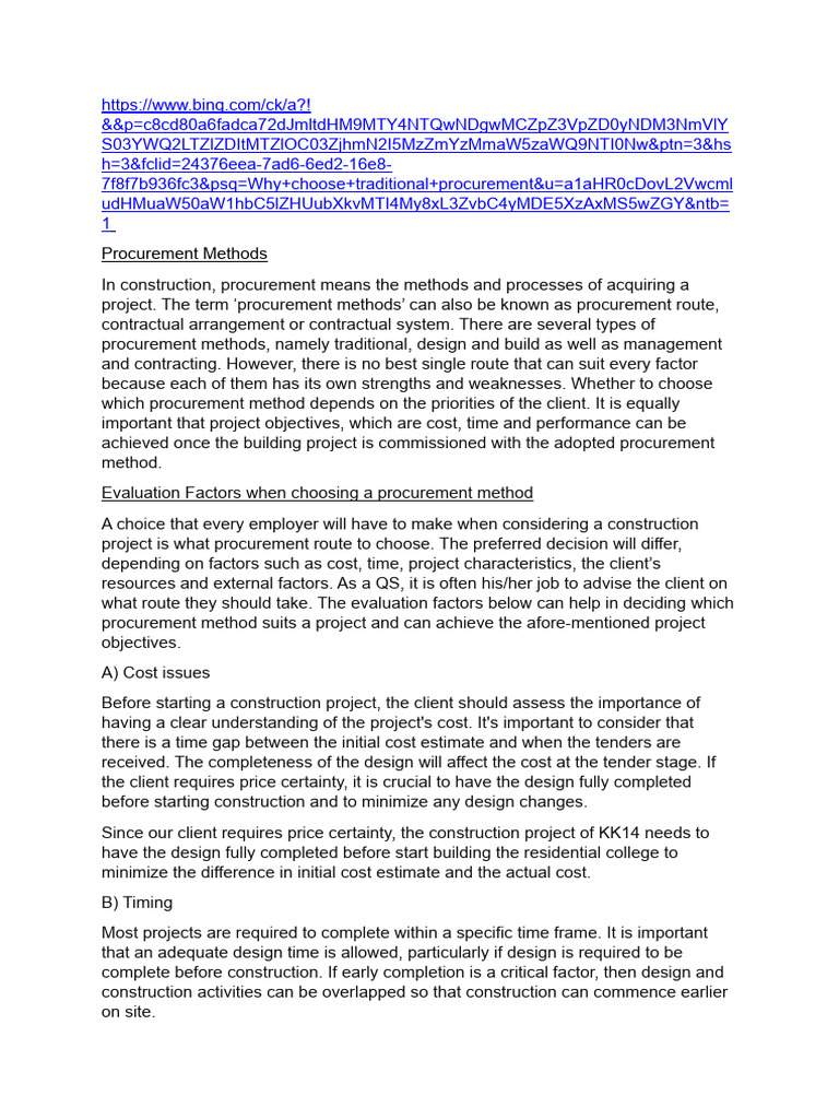 Procurement Methods | PDF | Procurement | Consultant