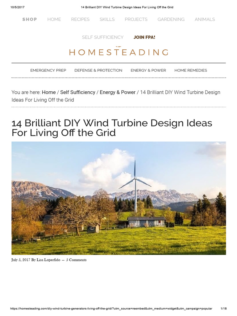 DIY Wind Turbine Ideas for Off-Grid Living | PDF | Wind Power | Off The ...