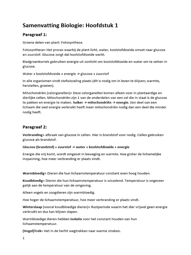 Samenvatting Biologie | PDF
