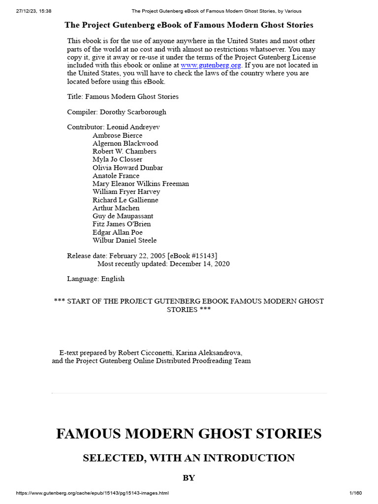 The Project Gutenberg Ebook of Famous Modern Ghost Stories, by Various ...