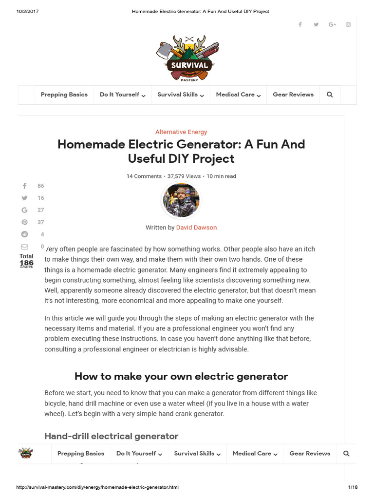 Homemade Electric Generator - A Fun and Useful DIY Project | PDF ...