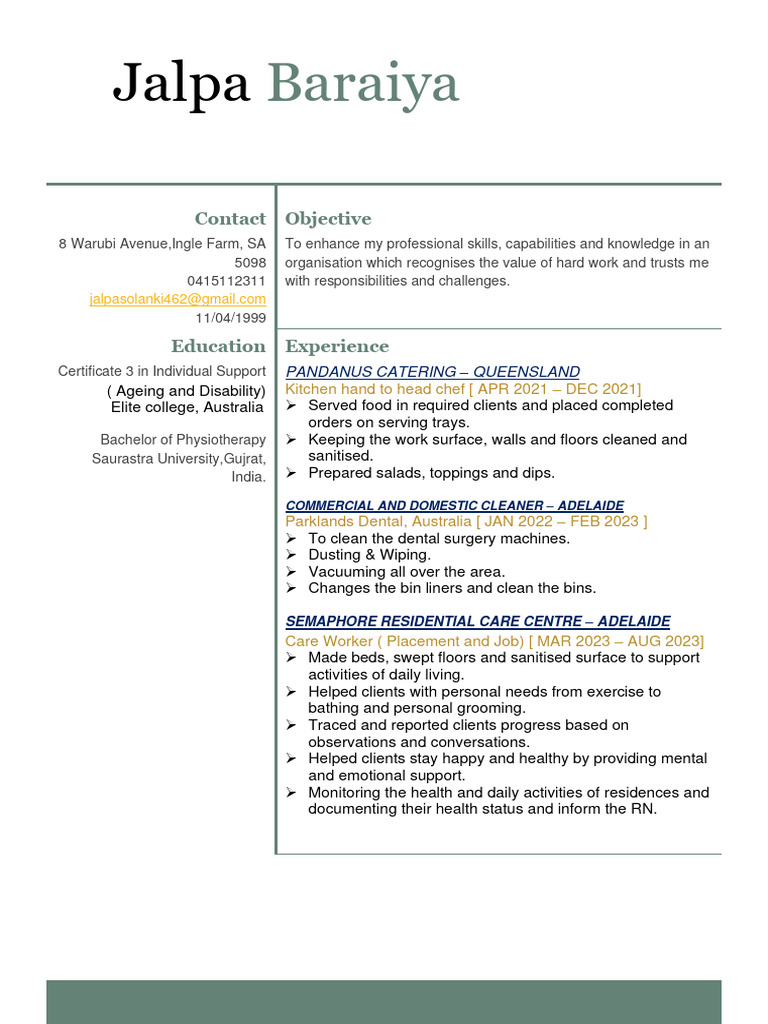Jalpa A Resume | PDF | Health Care