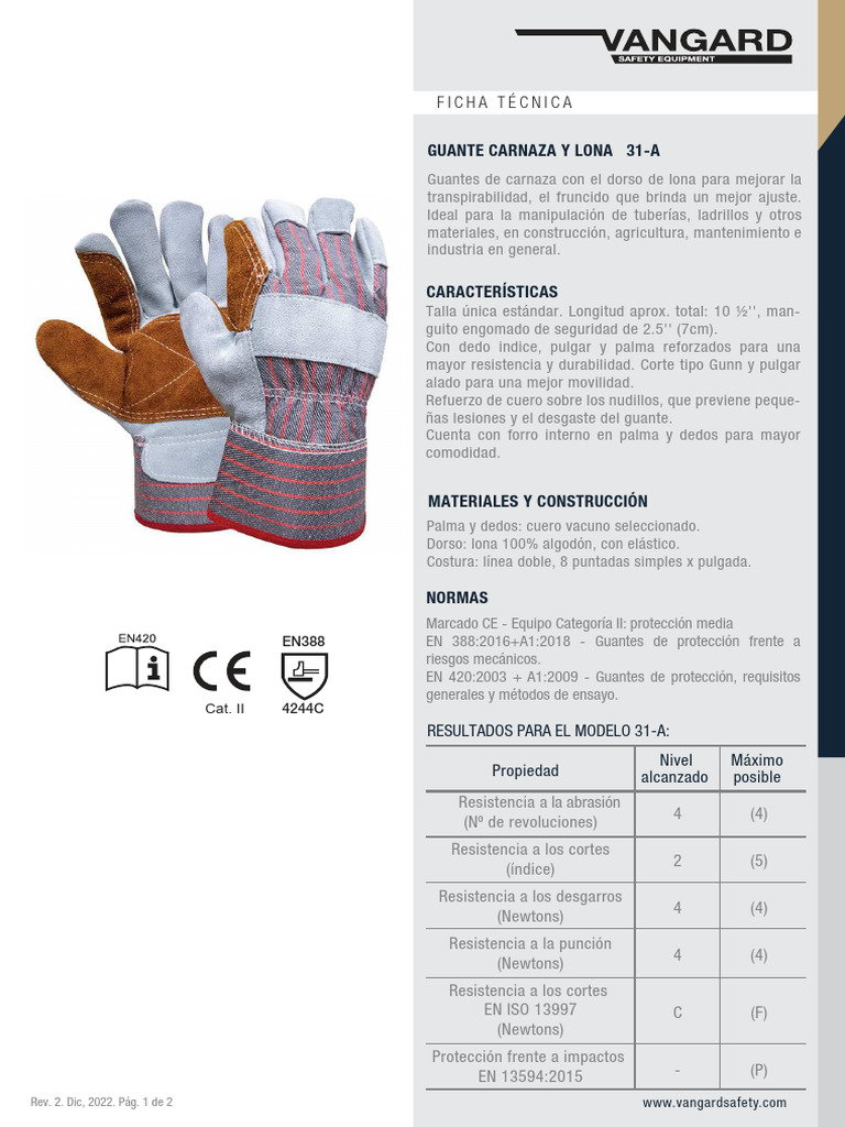 Ficha Tecnica Guante | PDF Ficha Tecnica Guante | PDF