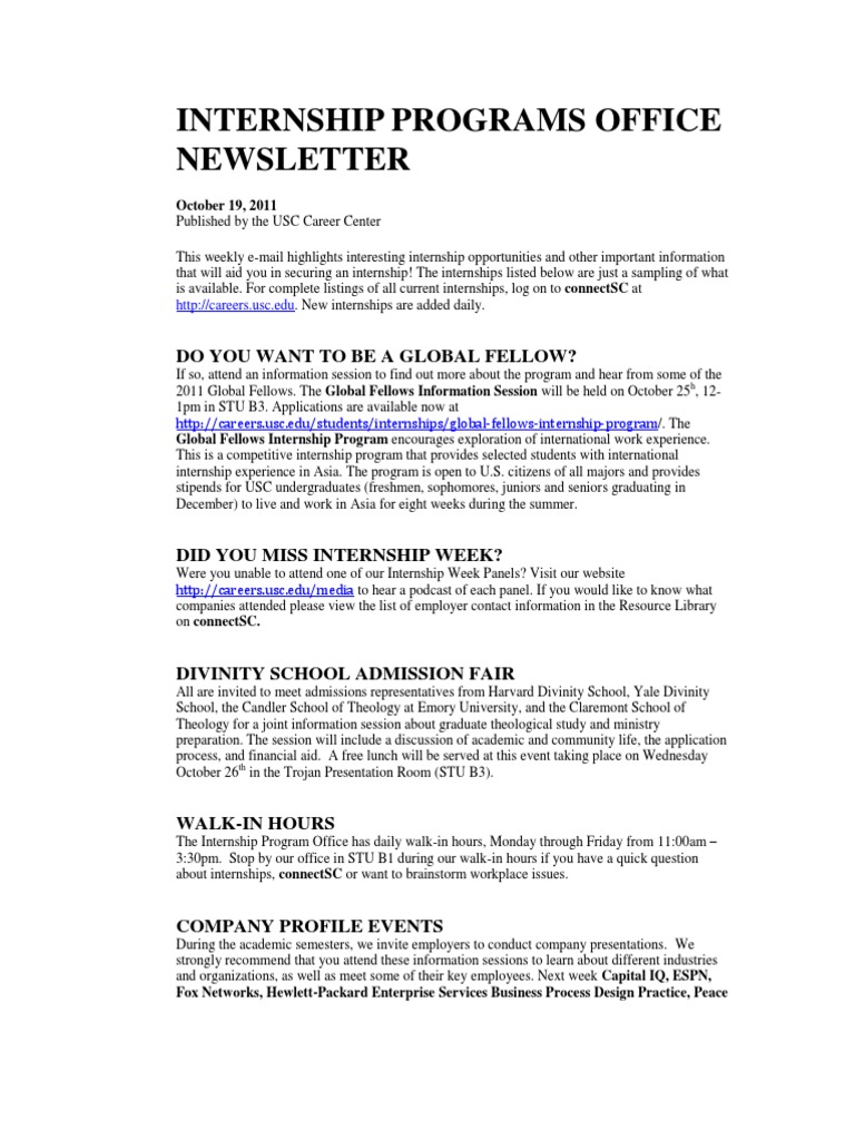 IPO Newsletter 10-19-11 | PDF | Internship | Job Hunting