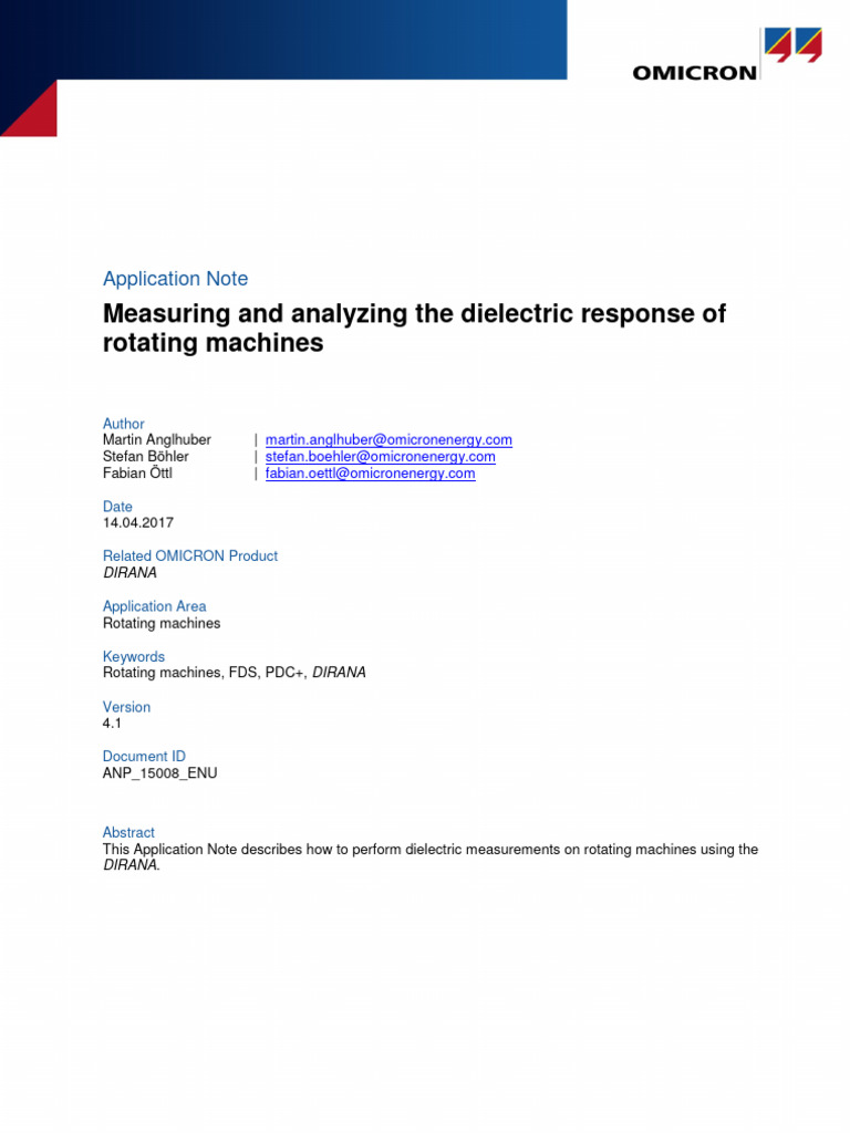 DIRANA AppNote Dielectric Measurements On Rotating Mach ENU | PDF ...
