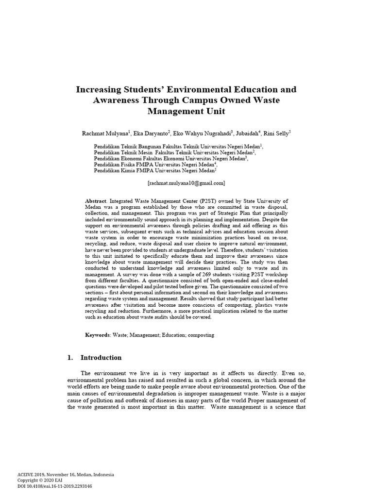 Increasing Students Environmental Education and Awareness Wru25k3eyr ...