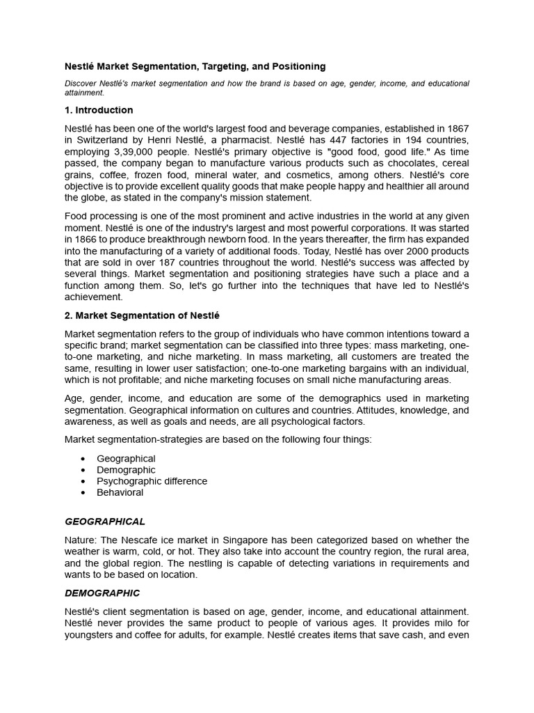 Nestle Case Study | PDF