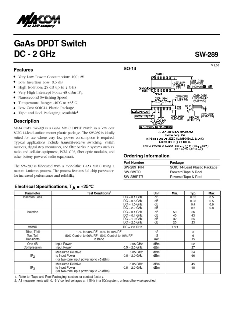 SW 289 | PDF | Decibel | Electrical Engineering