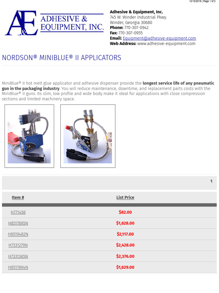 Nordson®Mini Blue®IIApplicators | PDF