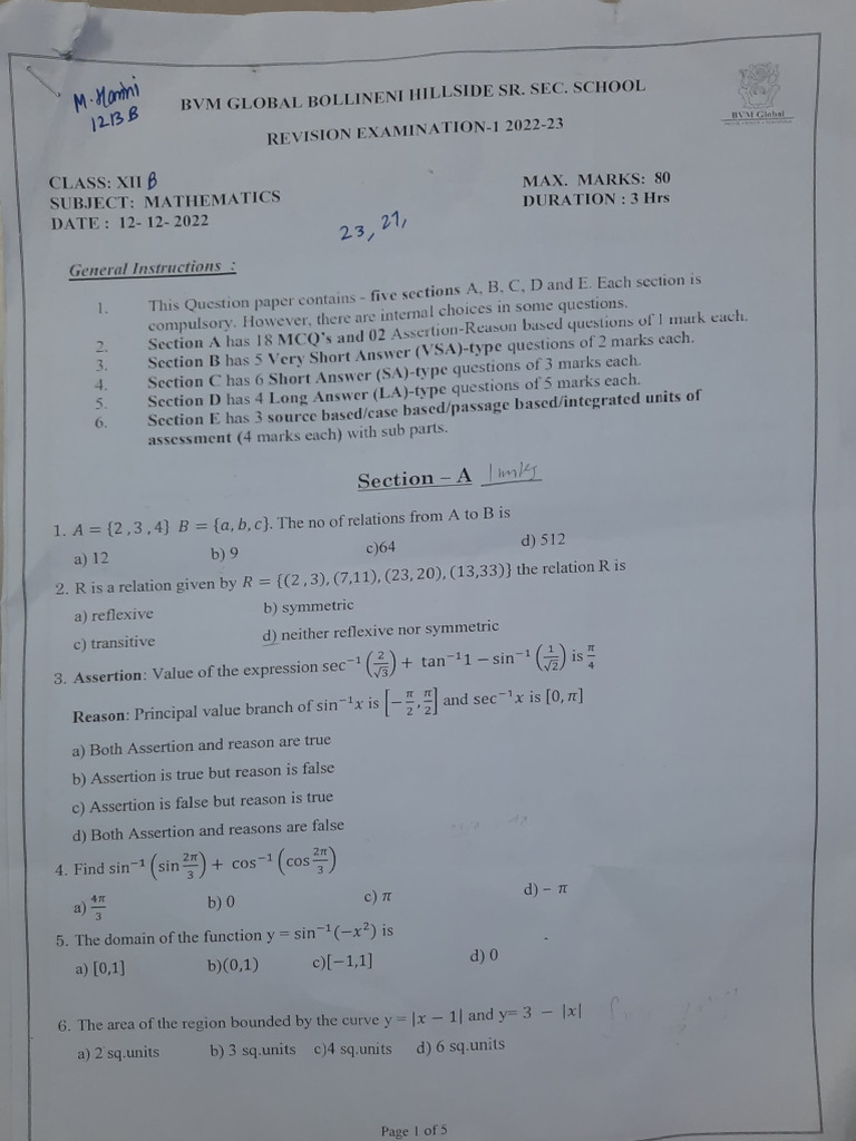 Math Revision QP | PDF | Calculus | Mathematical Concepts