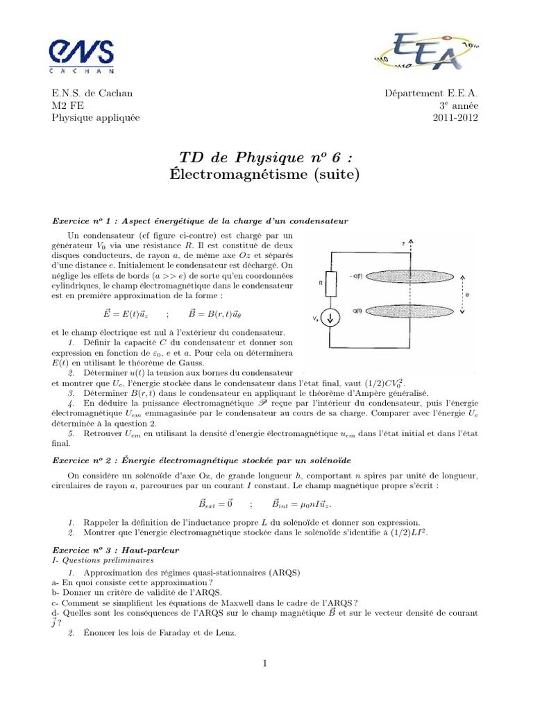 TD de Physique N 6: Électromagnétisme (Suite) | PDF | Antenne (Radio) | Réflexion (physique)
