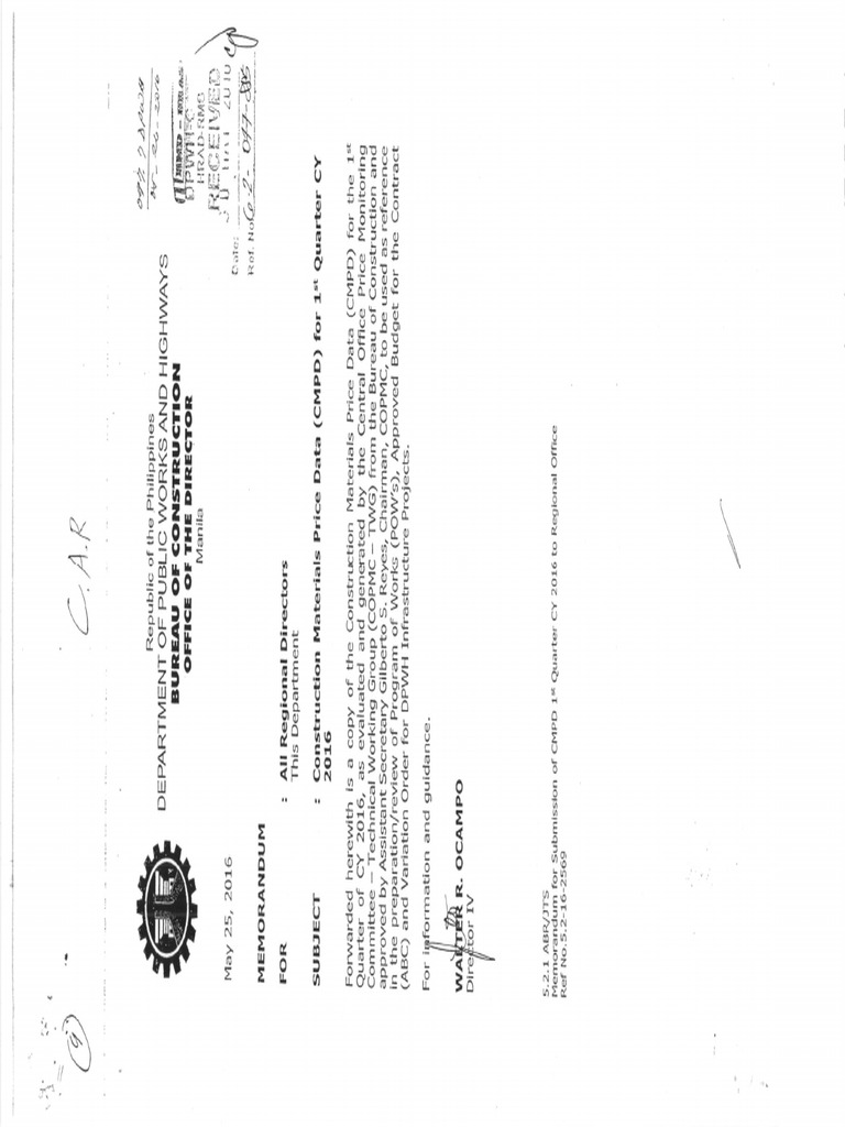 DPWH - Construction Materials Price Data - First Quarter 2016 | PDF
