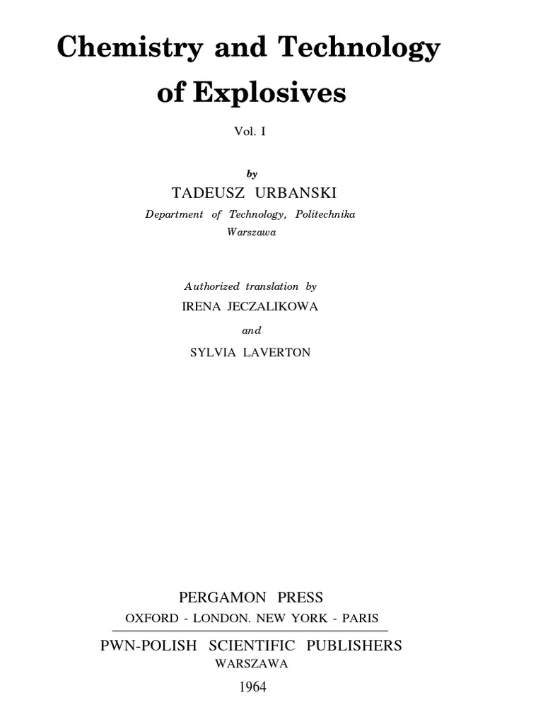 Chemistry and Technology of Explosives | PDF