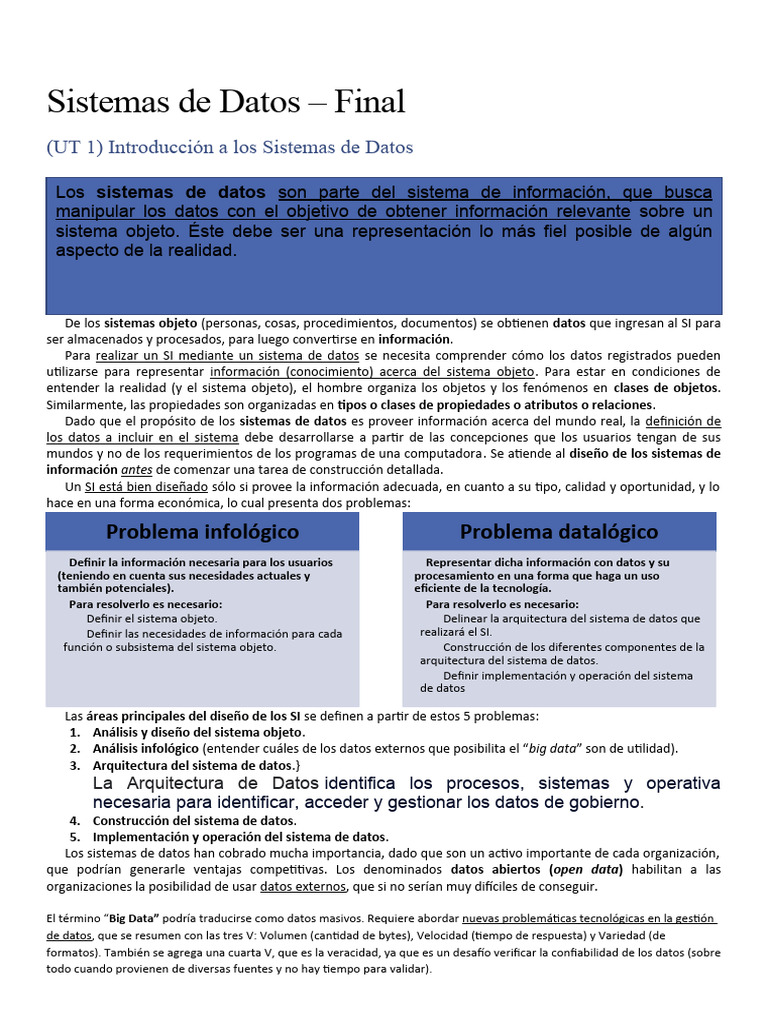 Resumen Sistemas de Datos | PDF