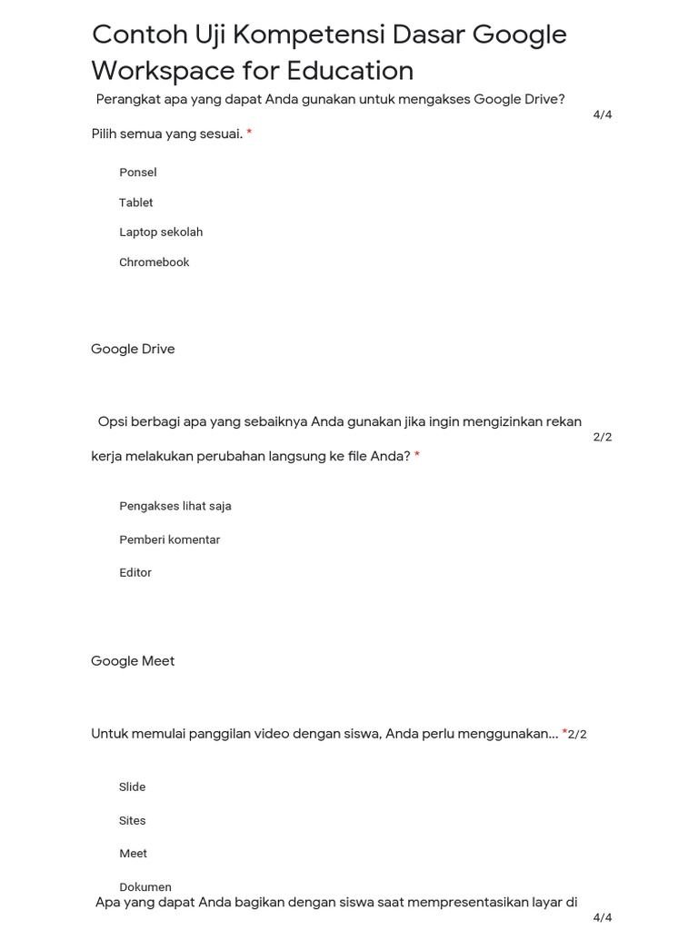 Contoh Uji Kompetensi Dasar | PDF