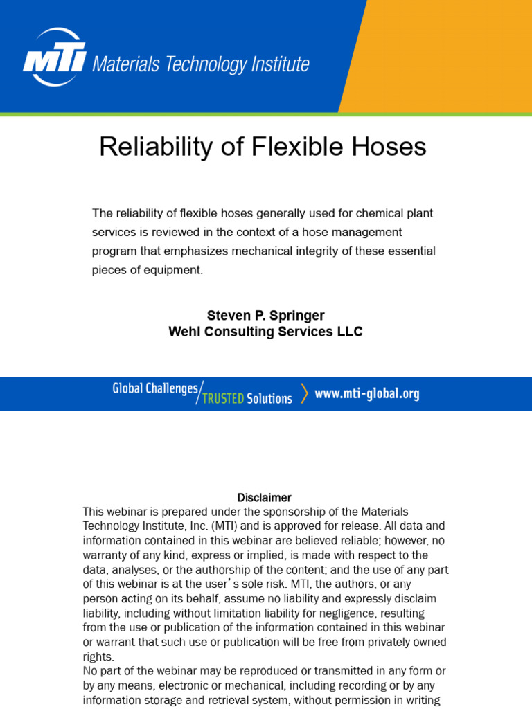 Reliability of Flexible Hoses | PDF | Corrosion | Reliability Engineering