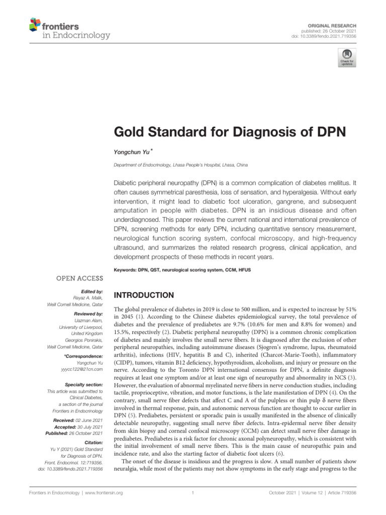 Gold Standard For Diagnosis of DPN | PDF