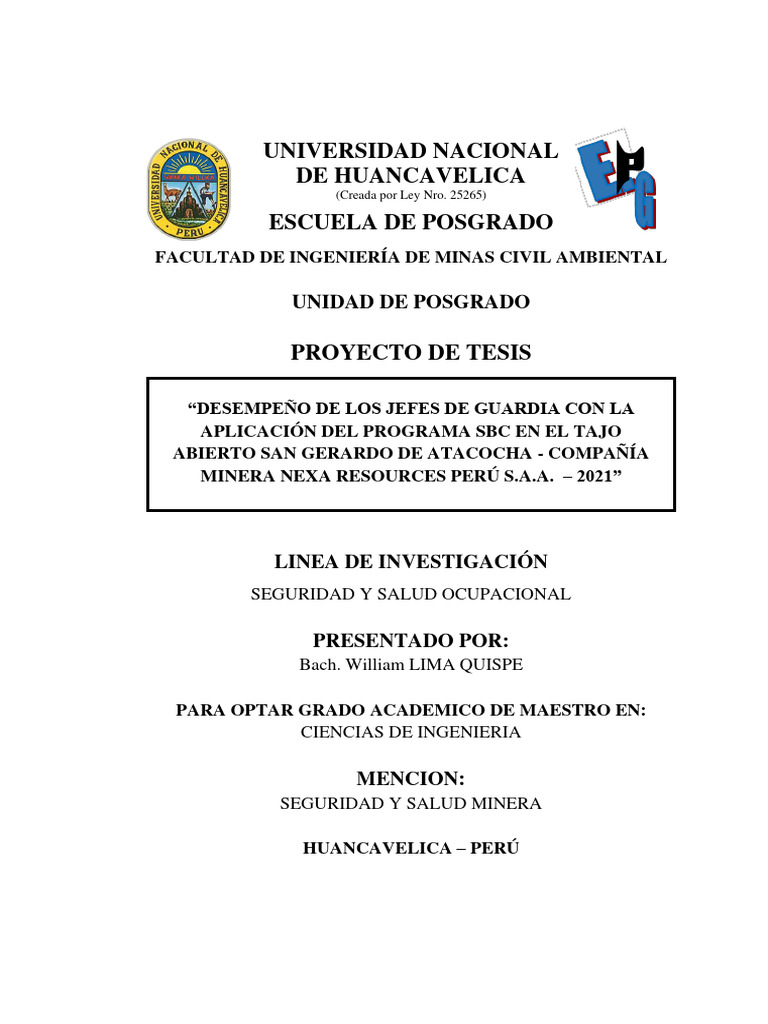 Proyecto de Tesis William Lima Quispe | PDF | Riesgo | Comportamiento