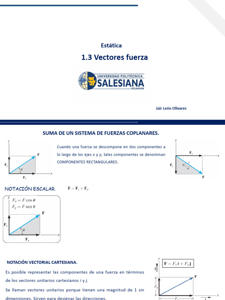 Clase 2 Estática - Vectores Fuerza | Descargar gratis PDF | Vector Euclidiano | Euclides