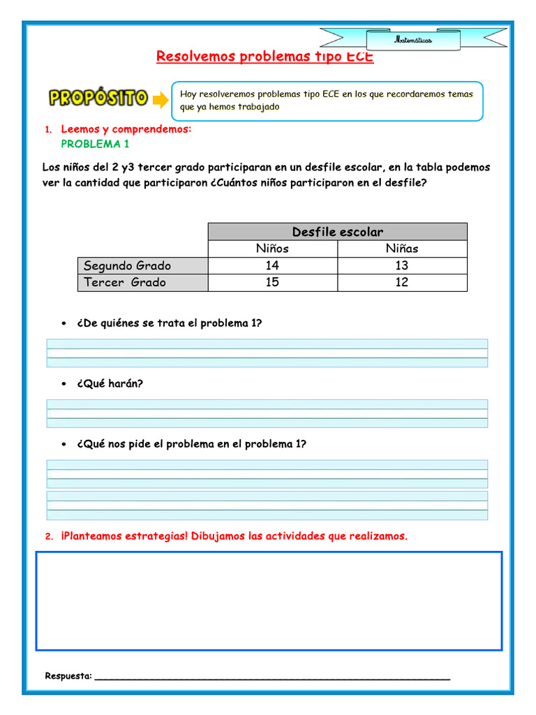 E11 s2 Ficha d4 Mat Resolvemos Problemas Tipo Ece | PDF