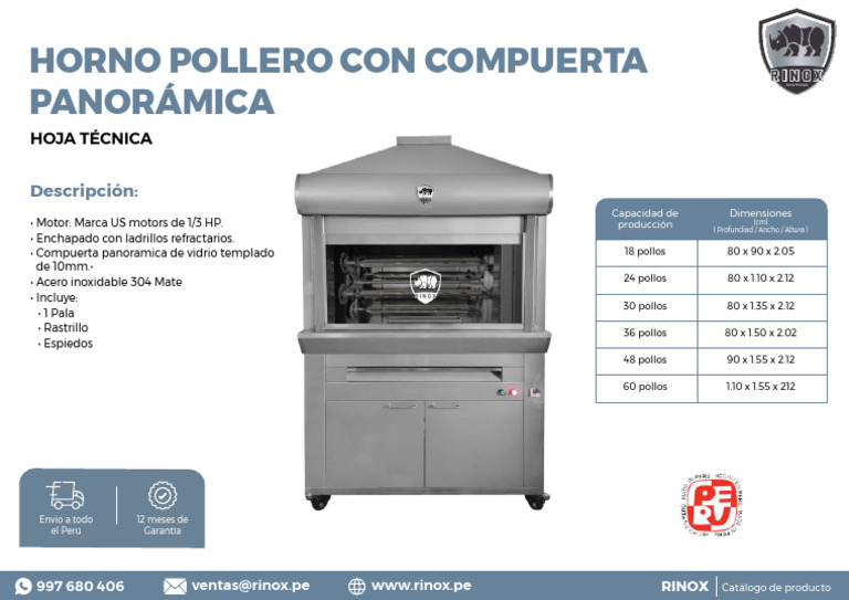 Horno Pollero Con Compuerta Panoramica | PDF