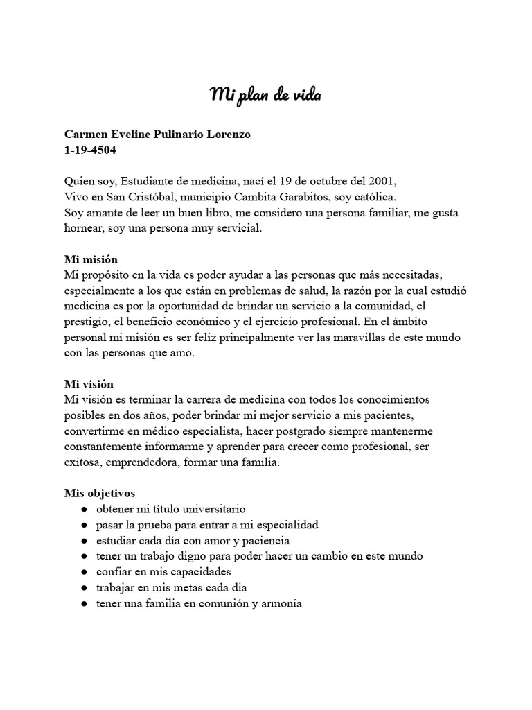 Mi Plan de Vida | PDF