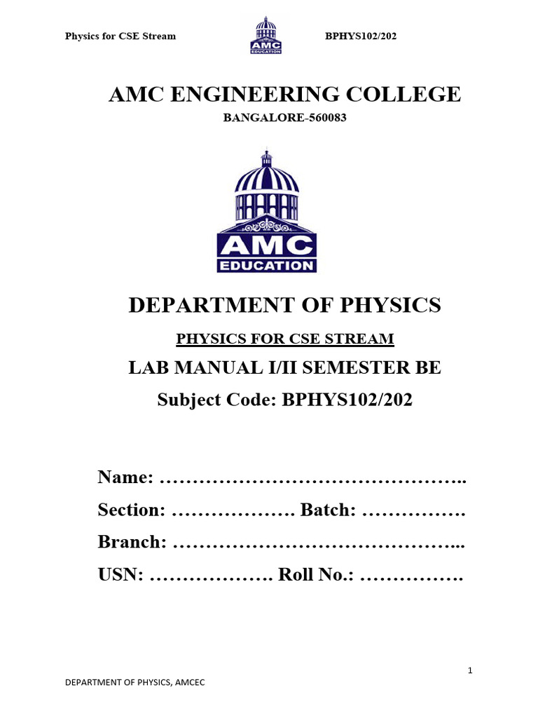 CSE Lab Manual | PDF | Resonance | Diffraction