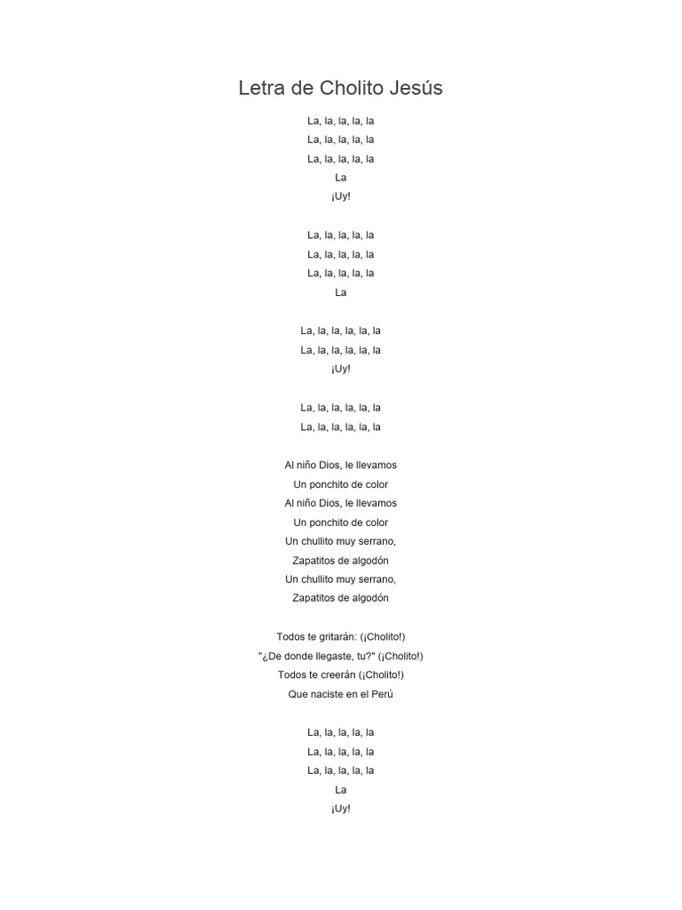 Letra de Cholito Jesús | PDF