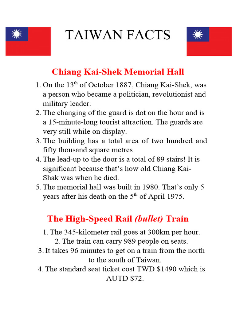 Key Attractions and Facts About Taiwan | PDF