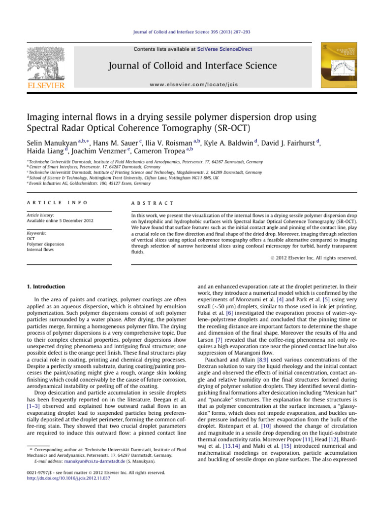 Imaging Internal Flows in A Drying Sessile Polymer Dispersion Drop ...