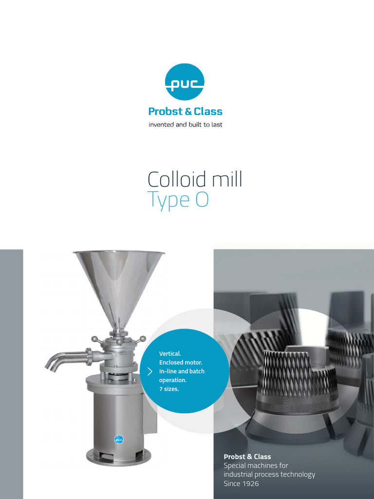Probst & Class Colloid Mill Overview | PDF | Mill (Grinding) | Electric ...