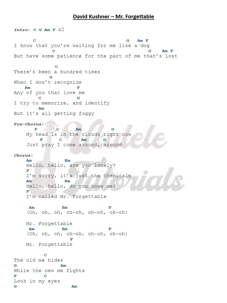 David Kushner - Mr. Forgettable | PDF | Song Structure | Musical Forms
