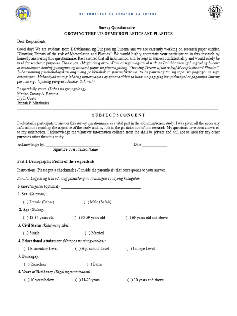 Growing Threats Of Microplastics And Plastics Survey Pdf Plastic