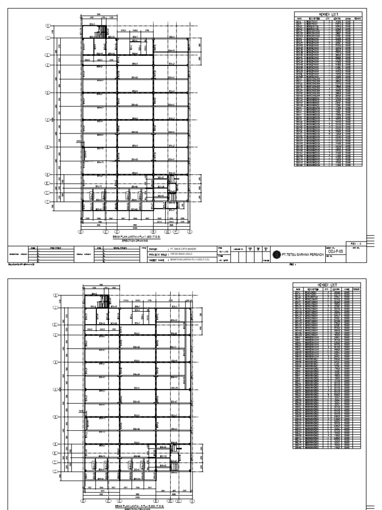 Steel Structure Shop Drawing Bangunan 6 Lantai | PDF
