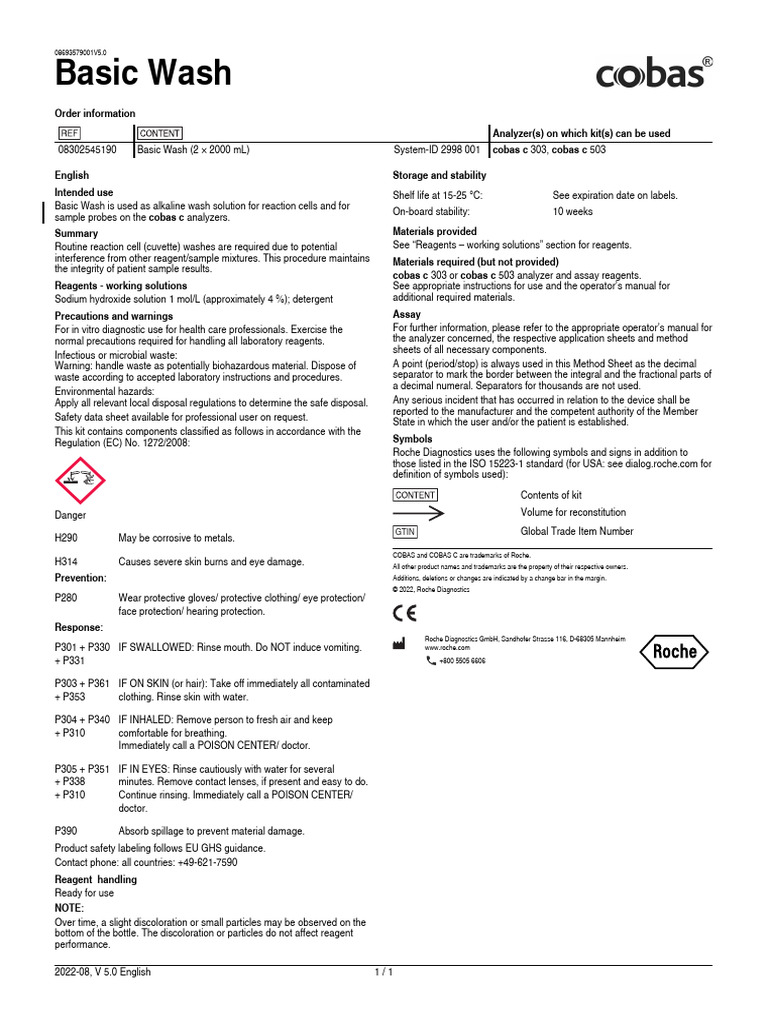 Insert - Basic Wash.08693579001.V5.en | PDF | Assay | Waste