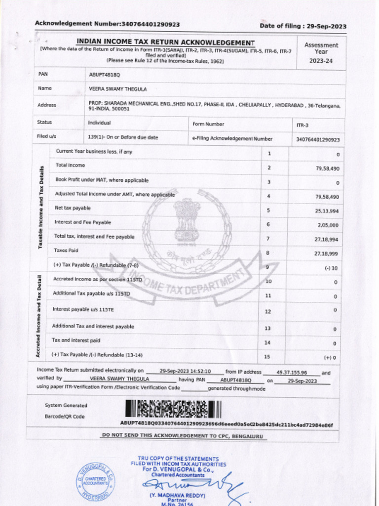 It Returns Fy-22-23 | PDF