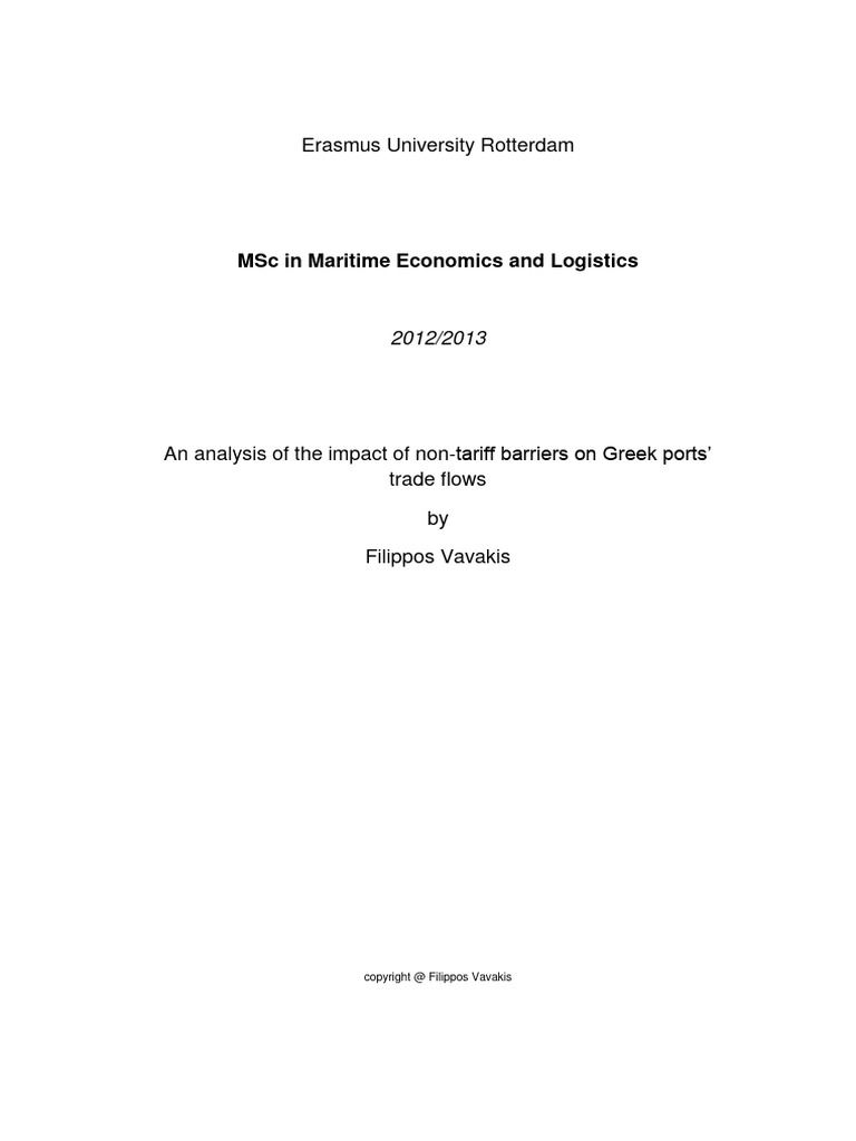 Vavakis F. An Analysis of The Impact of Non Tariff Barriers On Greek ... Vavakis F. An Analysis of The Impact of Non Tariff Barriers On Greek ...
