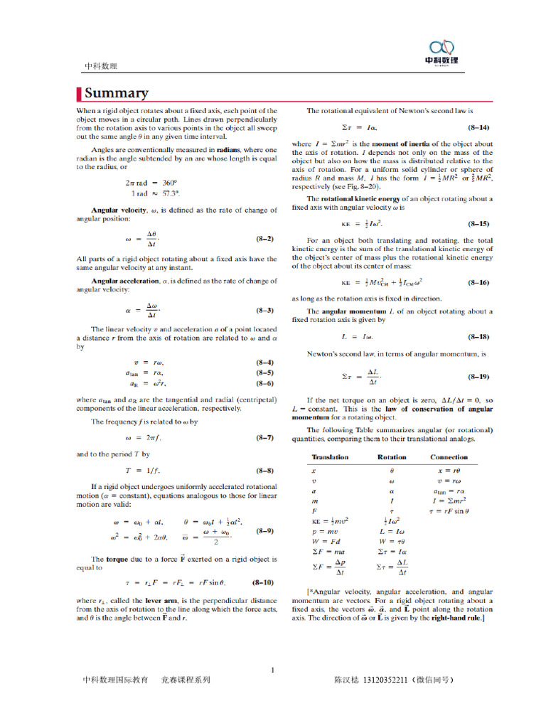Rotation-Homework | PDF | Rotation Around A Fixed Axis | Geometry