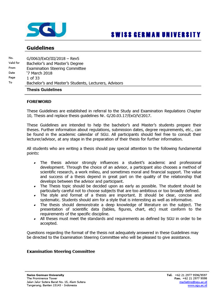 Thesis Guidelines V12mar18 Rev 05 Pdf Thesis Screening Medicine