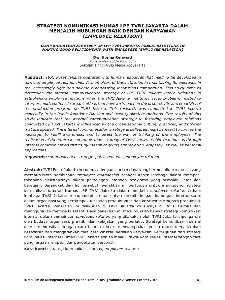Strategi Komunikasi Humas LPP Tvri Jakarta Dalam | PDF | Karier ...