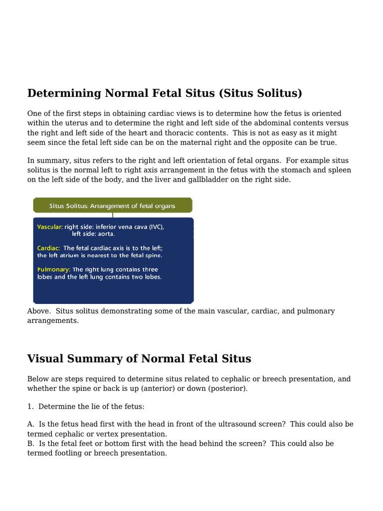 Fetal Situs | PDF | Fetus | Anatomical Terms Of Location