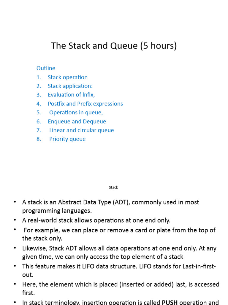 Stack and Queue | PDF | Queue (Abstract Data Type) | Software Development Stack and Queue | PDF | Queue (Abstract Data Type) | Software Development