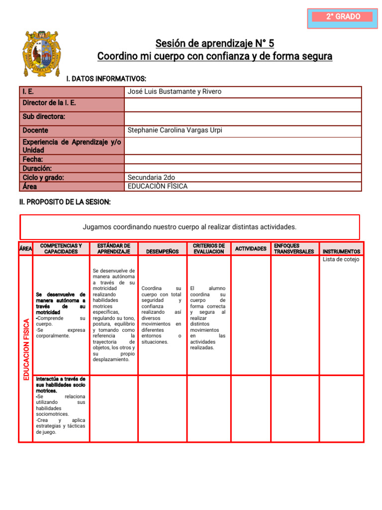 Sesion Nro 5 - 2do Sec. | PDF