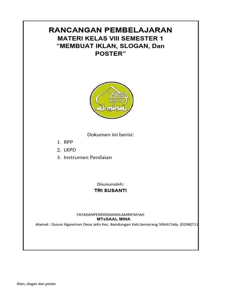RPP Kelas 8 Indonesia | PDF | Karier & Perkembangan | Seni