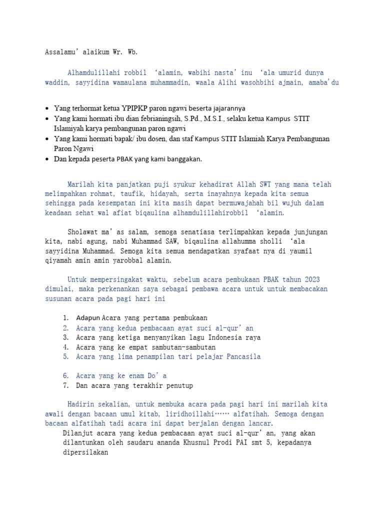 Teks MC Maulid Nabi 2 | PDF