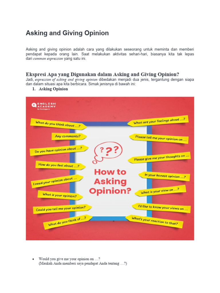 Asking and Giving Opinion | PDF