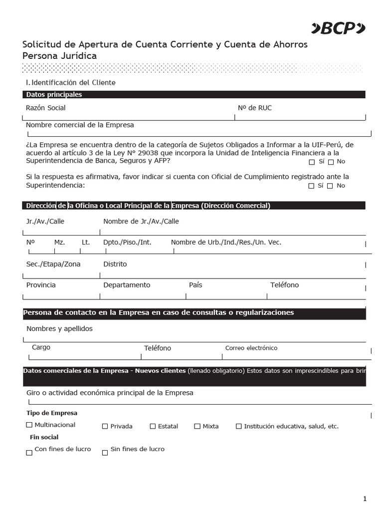 Solicitud de Apertura de Cuenta Corriente y Cuentas de Ahorro Persona Juridica | Descargar ...